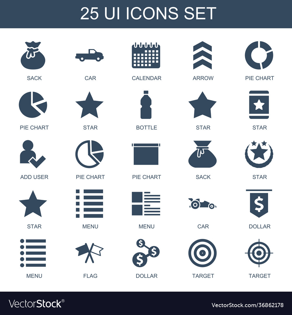 25 ui icons Royalty Free Vector Image - VectorStock