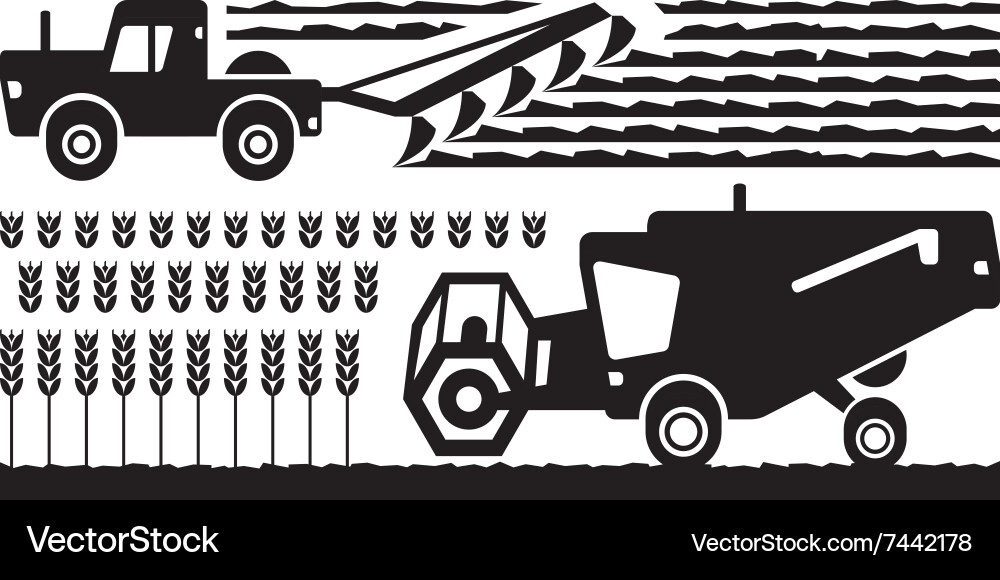 Agricultural machinery in farm Royalty Free Vector Image