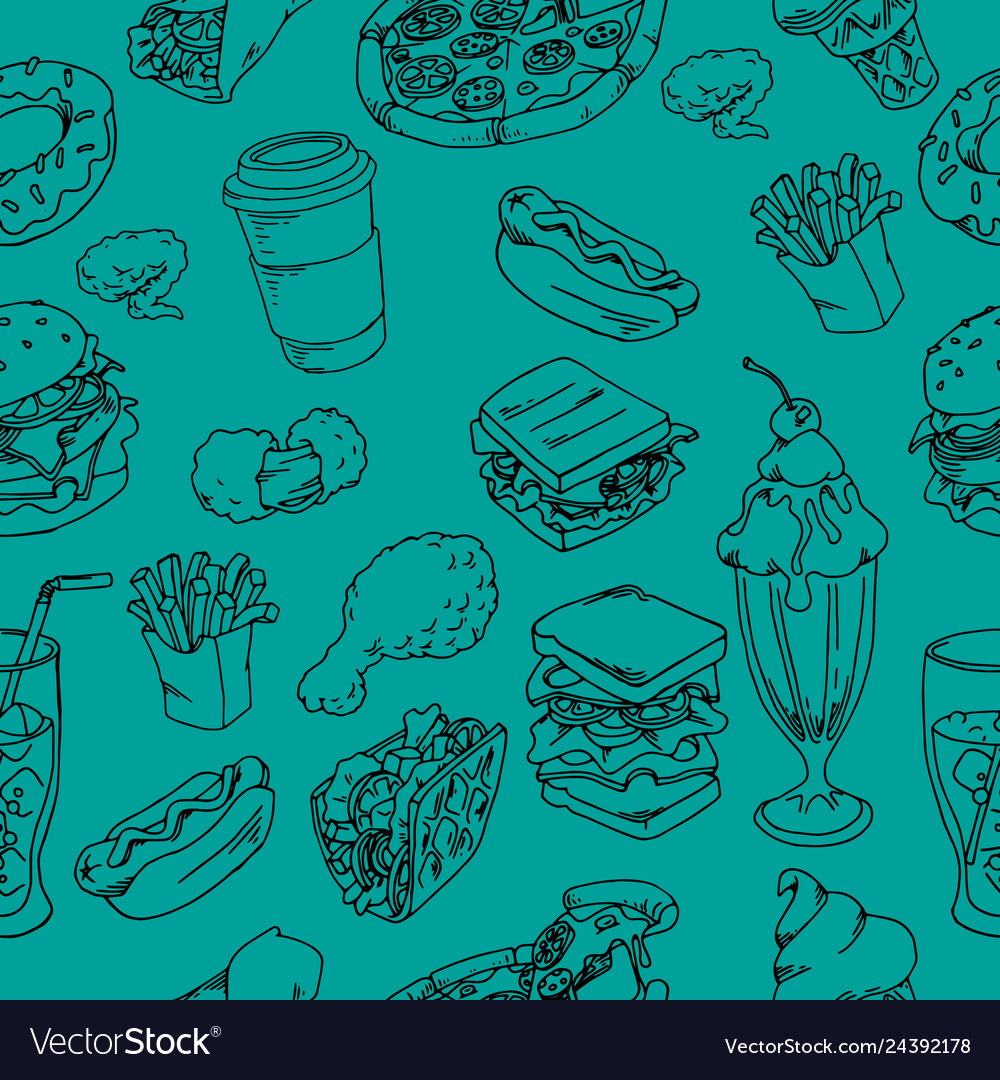 Fast food seamless background Royalty Free Vector Image