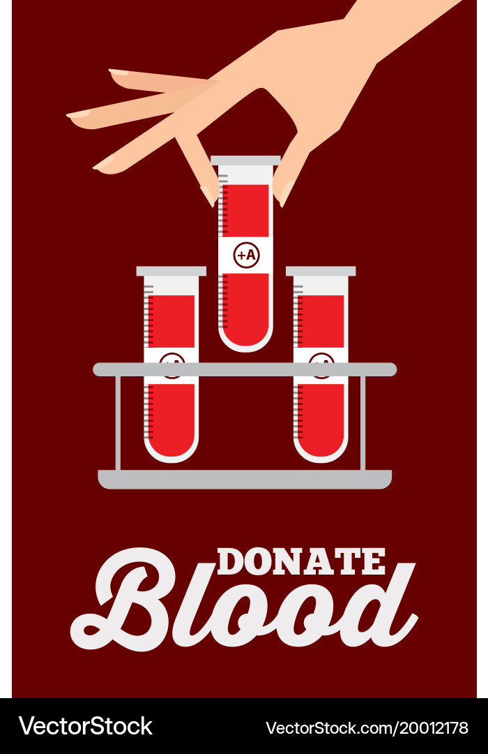Female hand with test tubes on rack donate blood Vector Image