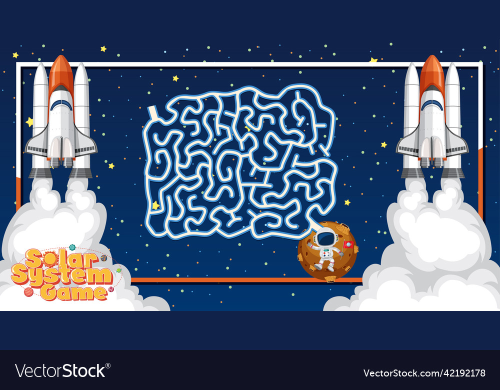 Game template with space theme background Vector Image