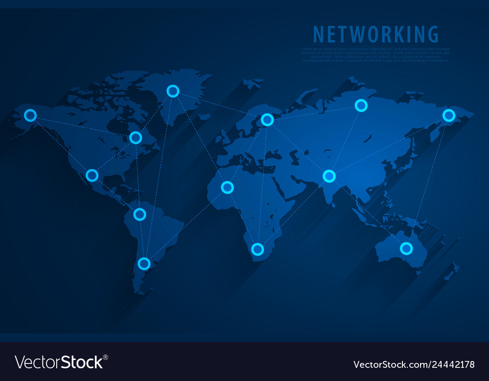 Global network connection blue background Vector Image
