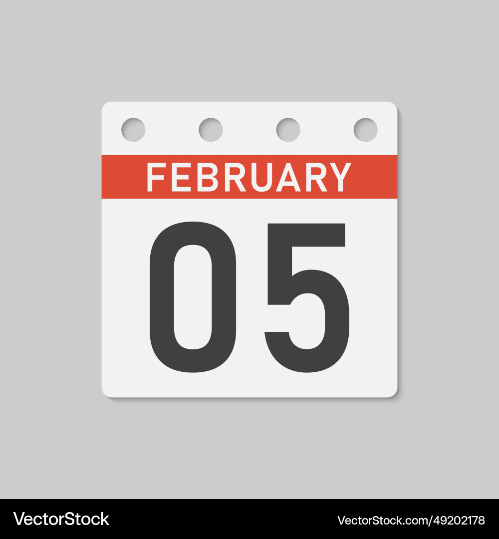 Icon page calendar day - 5 february Royalty Free Vector