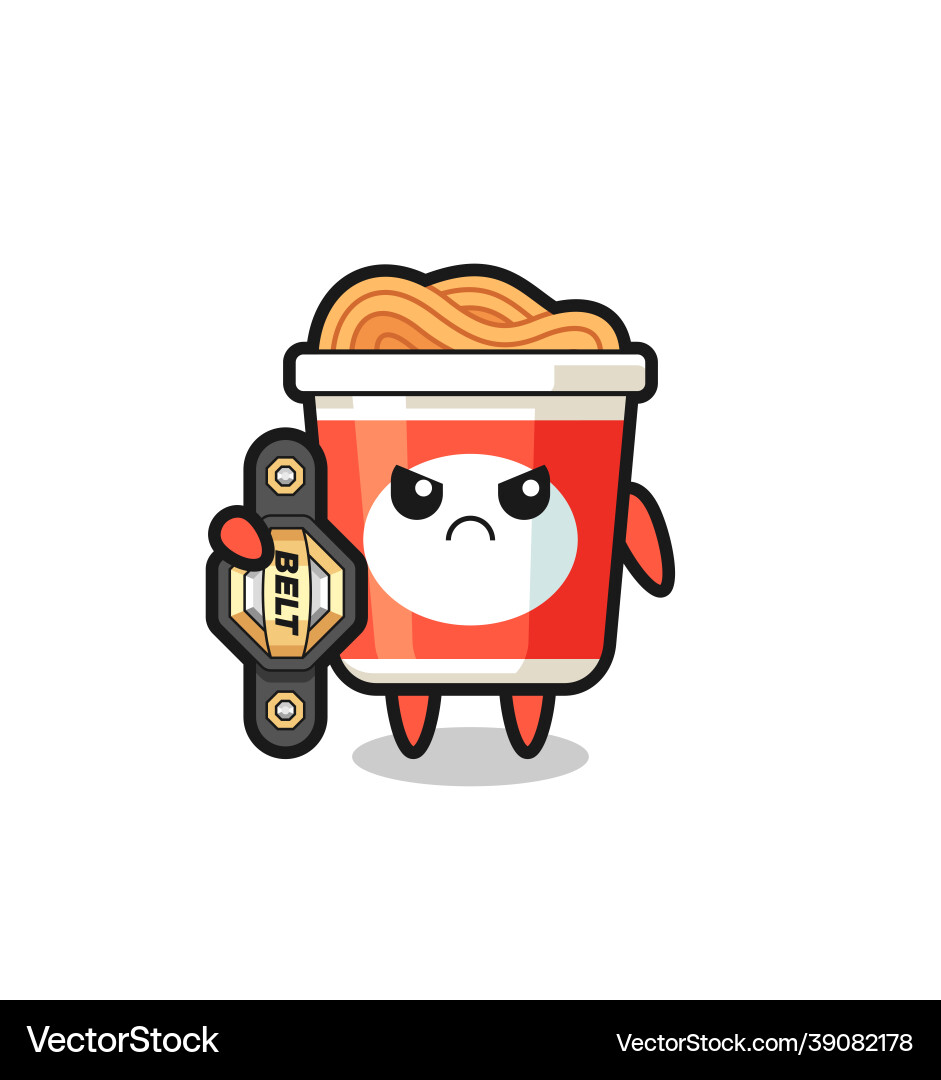 Instant noodle mascot character as a mma fighter Vector Image