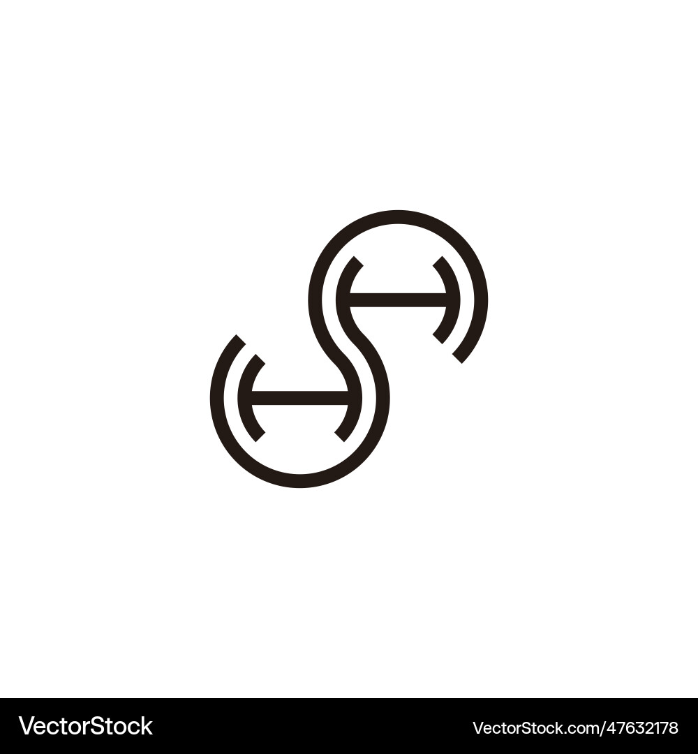 Letter sh curve geometric symbol simple logo Vector Image