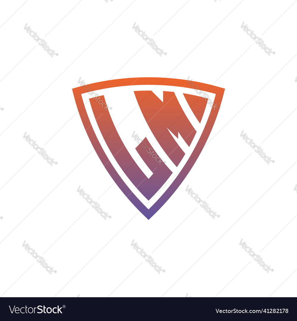 Lm logo shield monogram gradient style design Vector Image