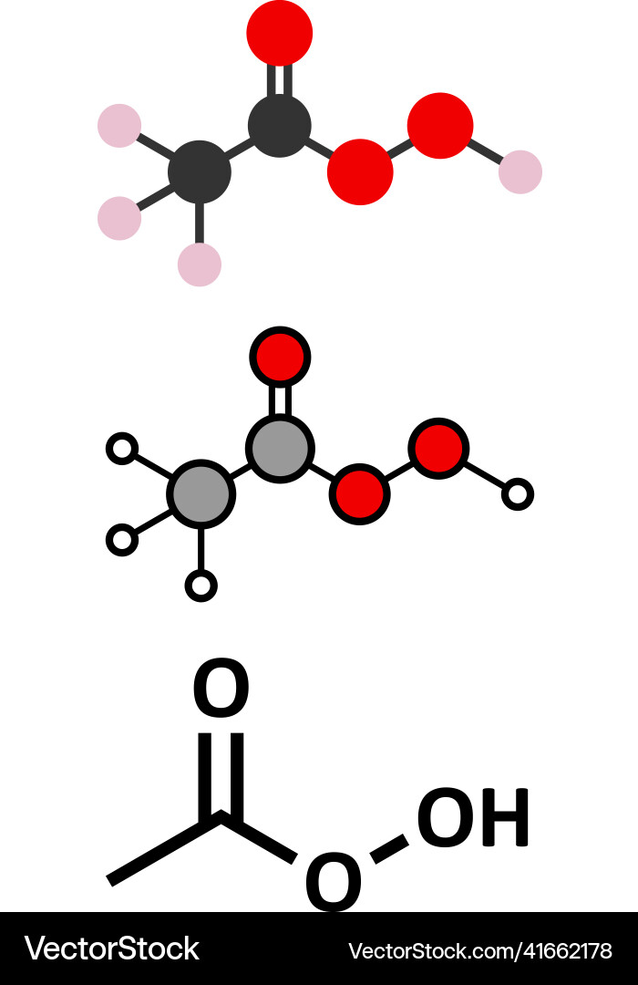 Peracetic acid peroxyacetic acid paa disinfectant Vector Image