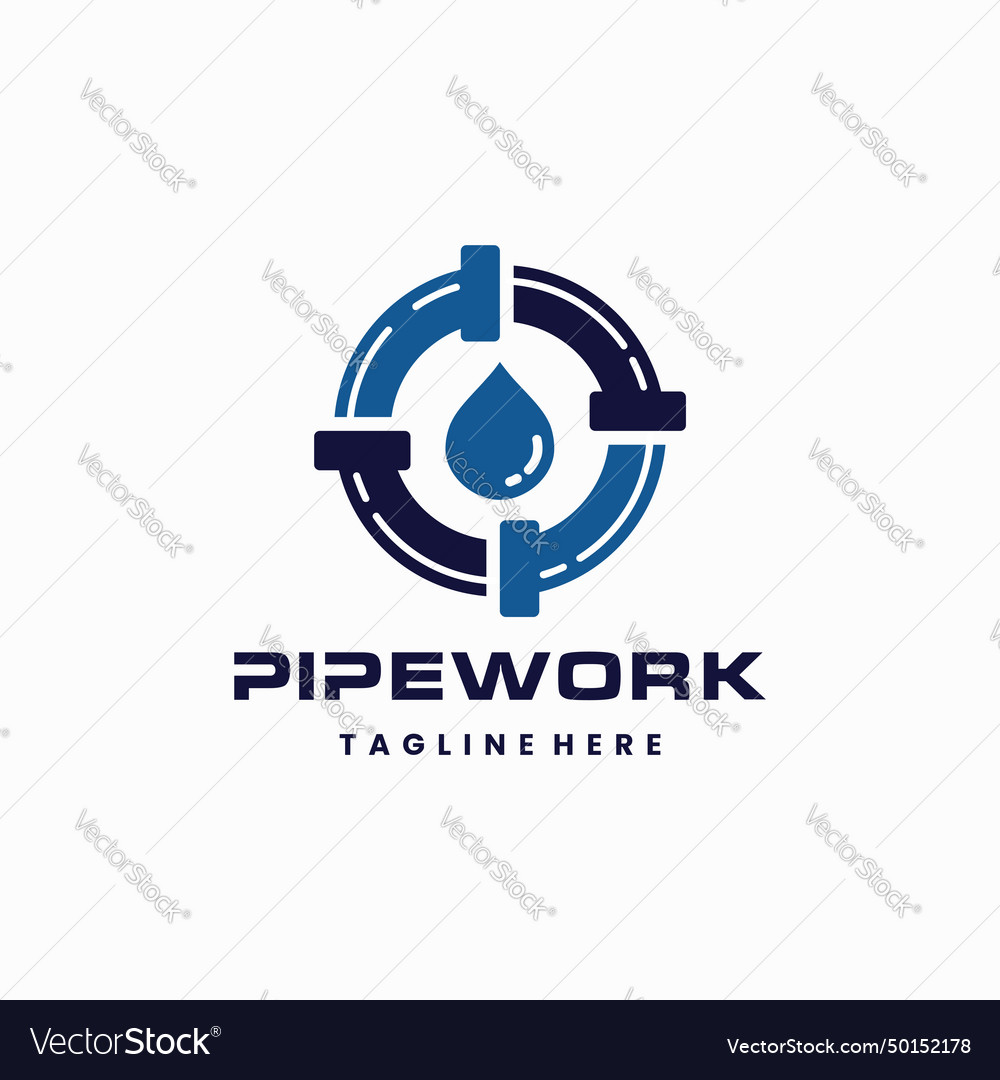 Pipe logo in circle construction concept Vector Image
