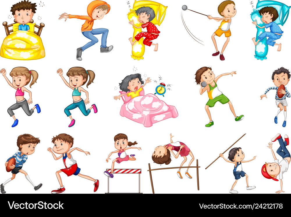 Set of daily activity kids Royalty Free Vector Image