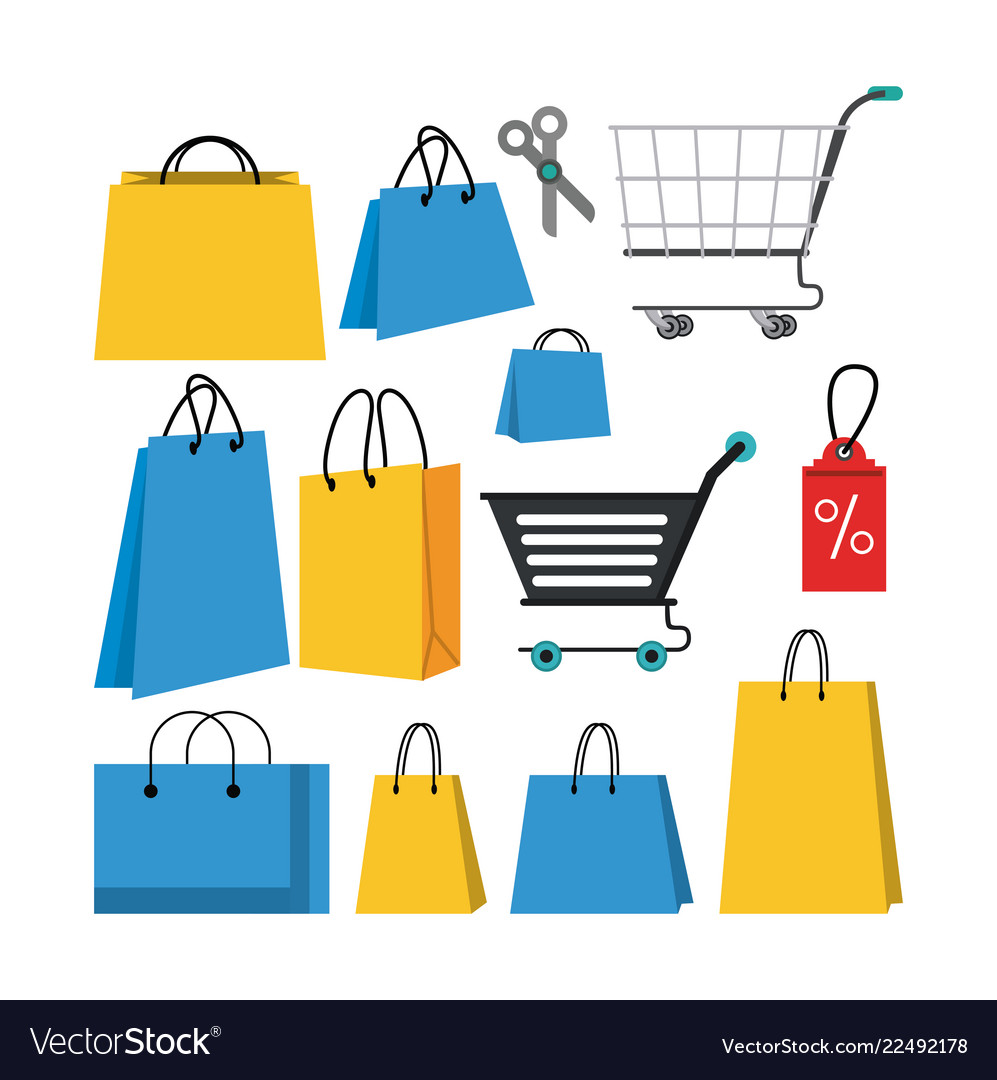Set shopping store Royalty Free Vector Image - VectorStock
