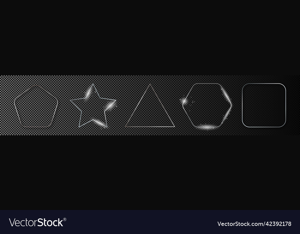 Silver glowing different geometric shape frame Vector Image