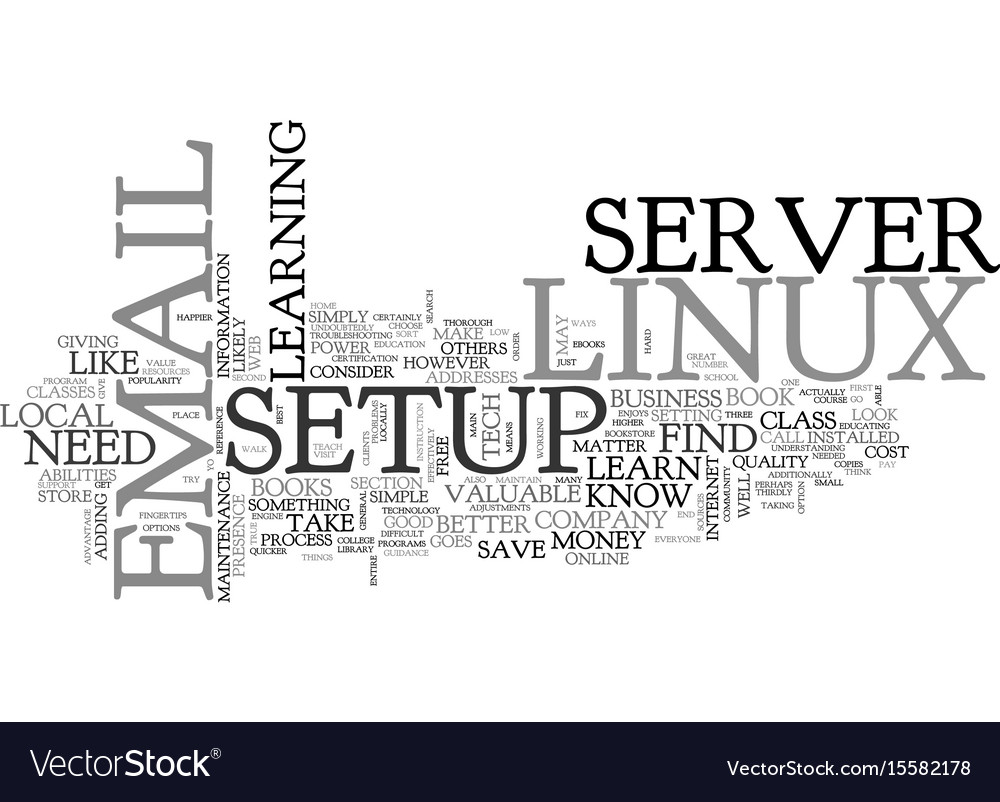 Where to learn how to setup a linux email server Vector Image