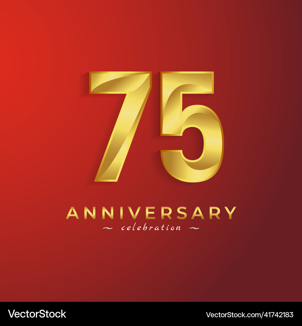 75 year anniversary celebration with golden shiny Vector Image