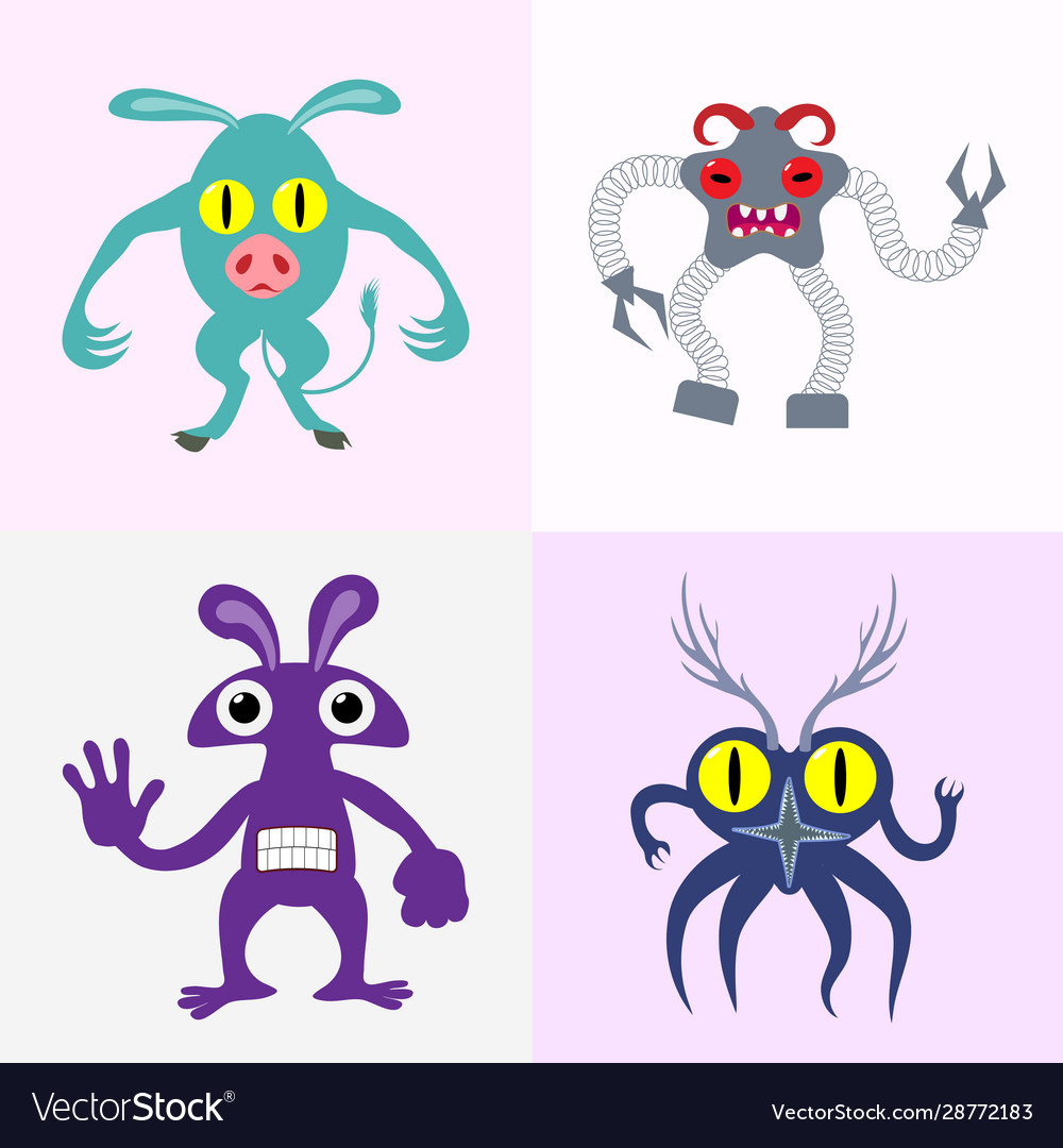 Abstract monsters set Royalty Free Vector Image