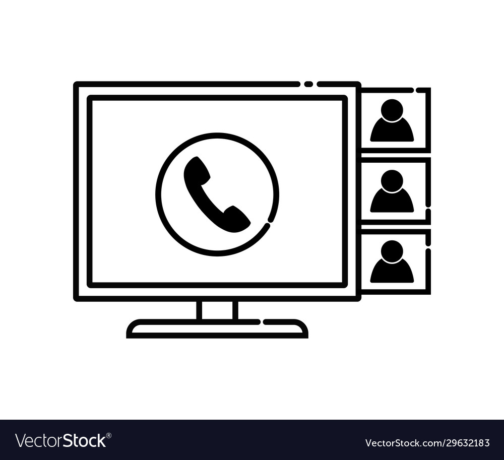 Computer line icon with application Royalty Free Vector