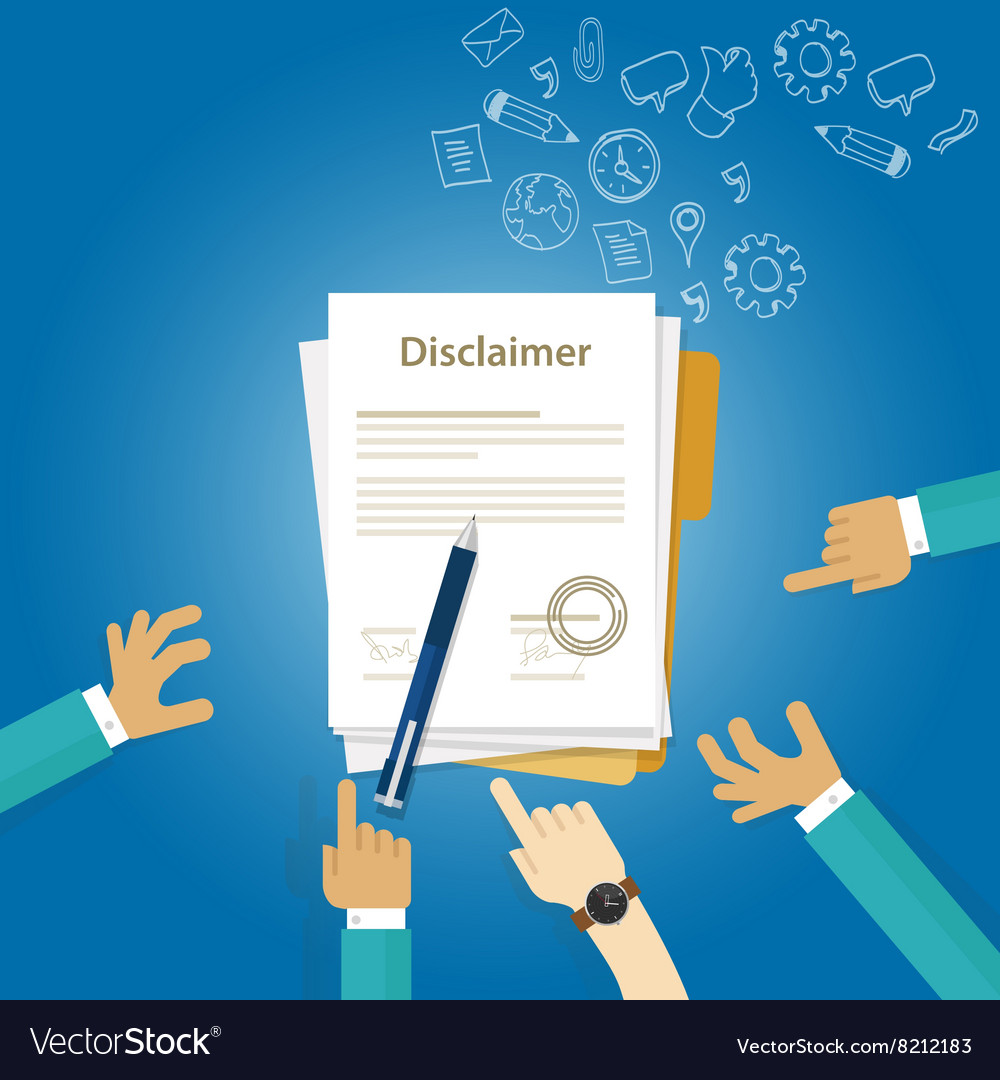 Disclaimer contract document signed Royalty Free Vector