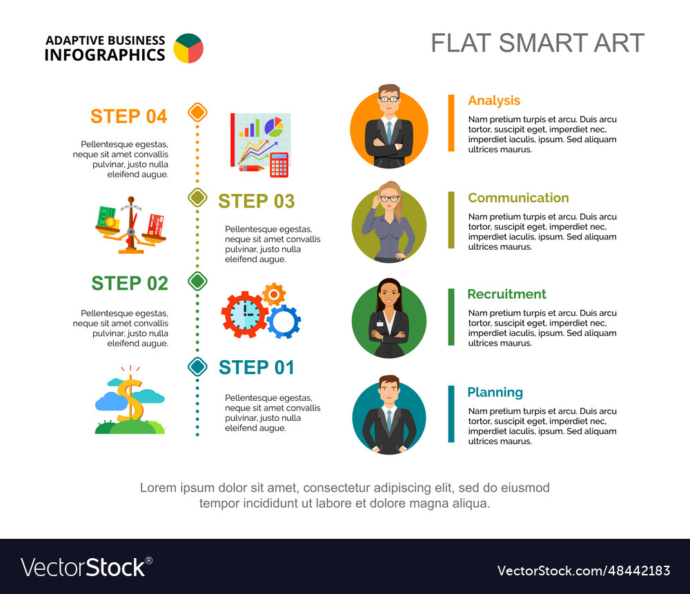 Four business steps slide template Royalty Free Vector Image