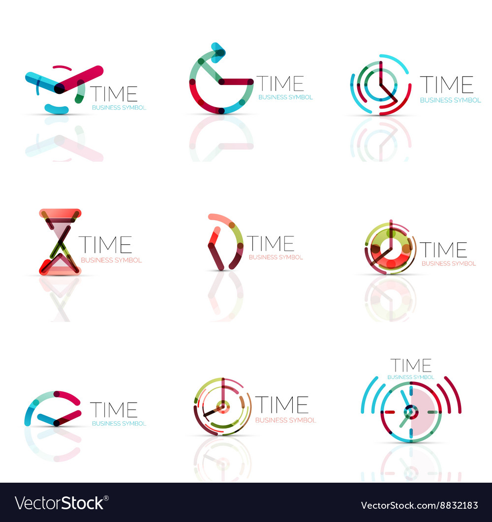 Geometric clock and time icon set Royalty Free Vector Image
