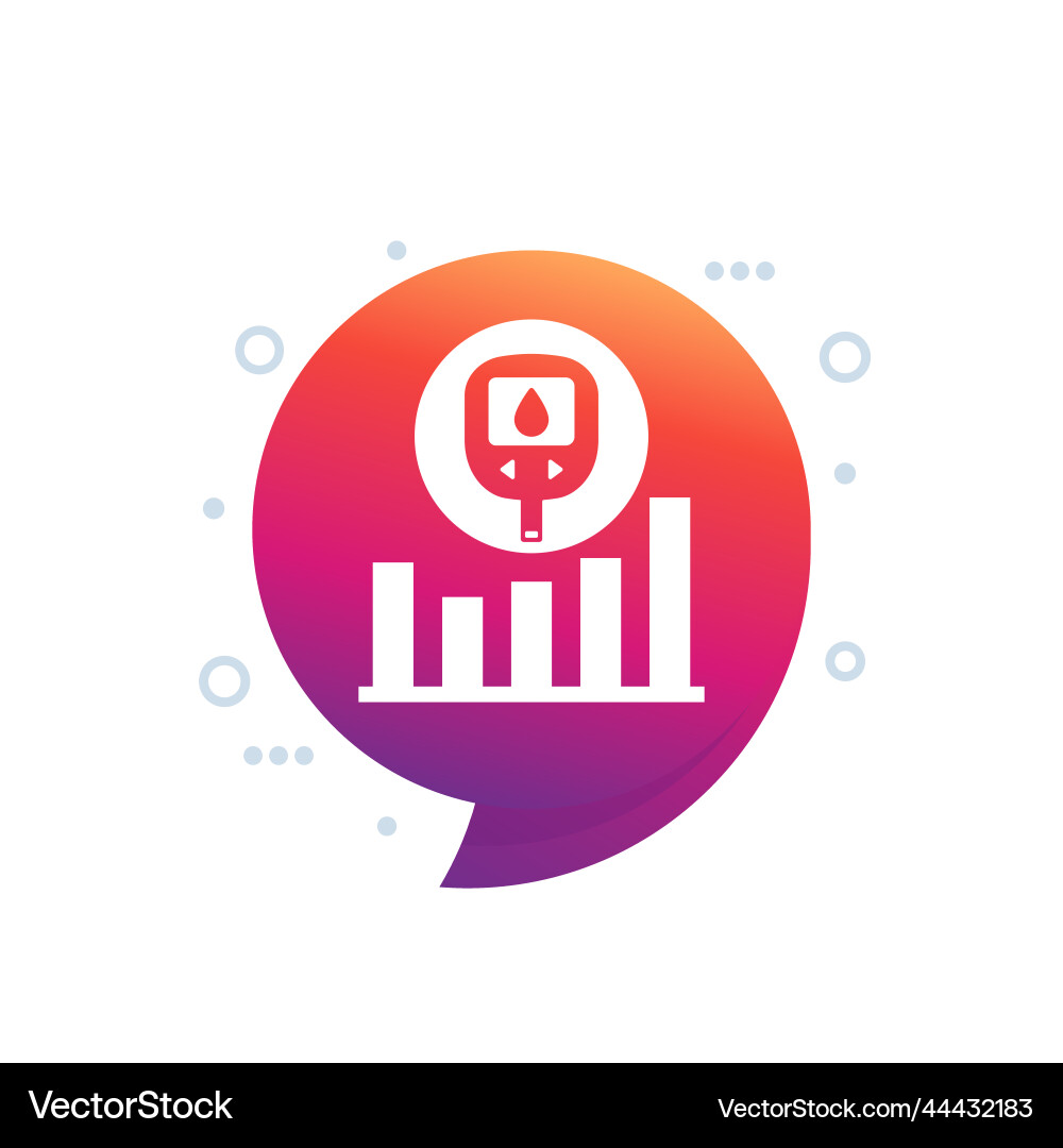 Glucose monitoring icon with glucometer and graph Vector Image