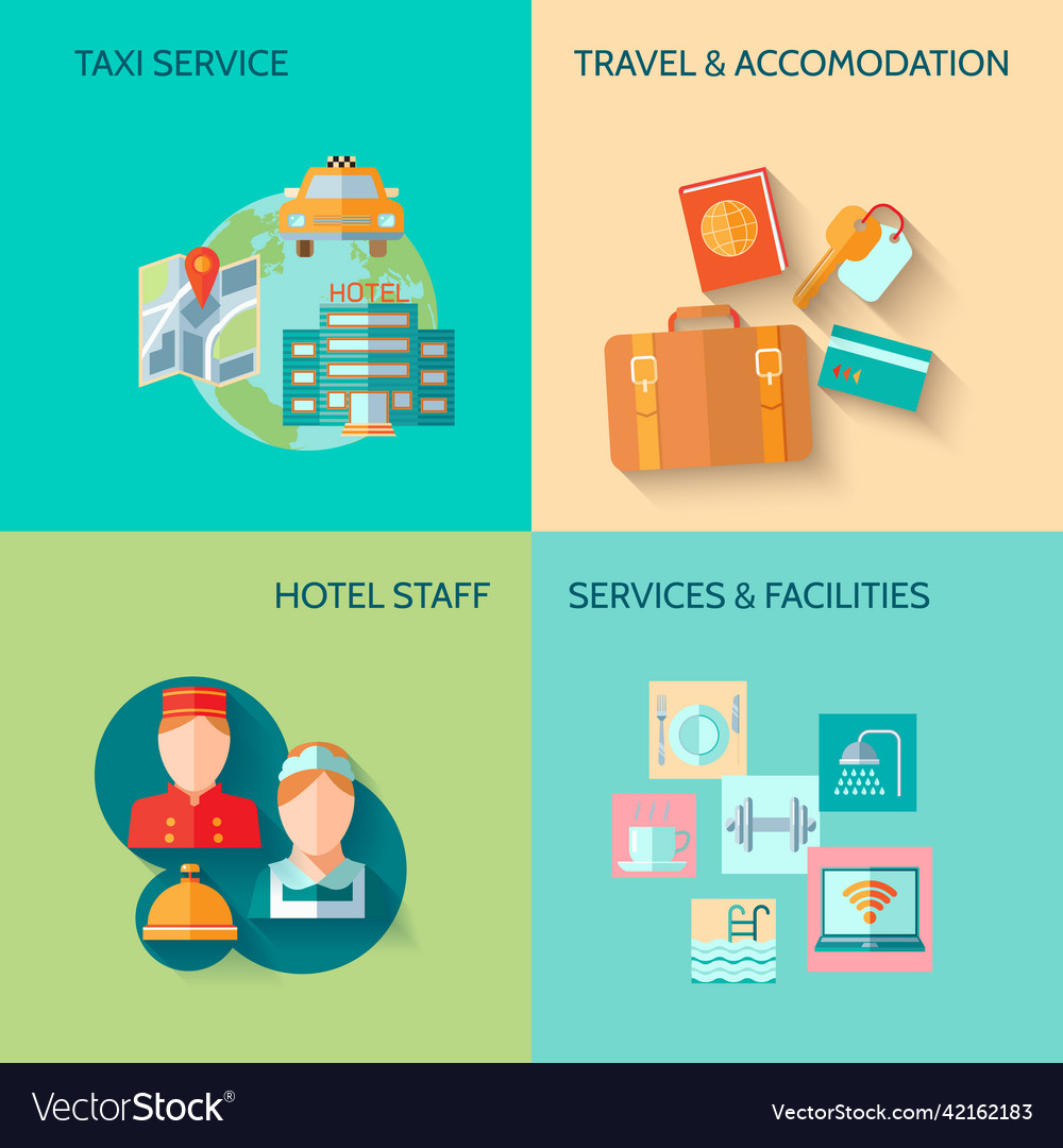Hotel service composition set Royalty Free Vector Image