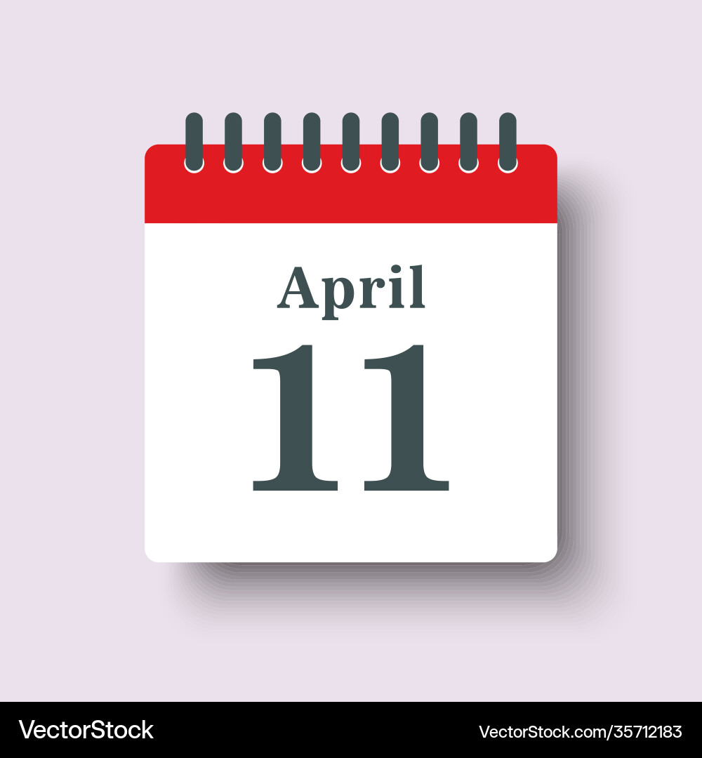 Icon day date 11 april template calendar page Vector Image