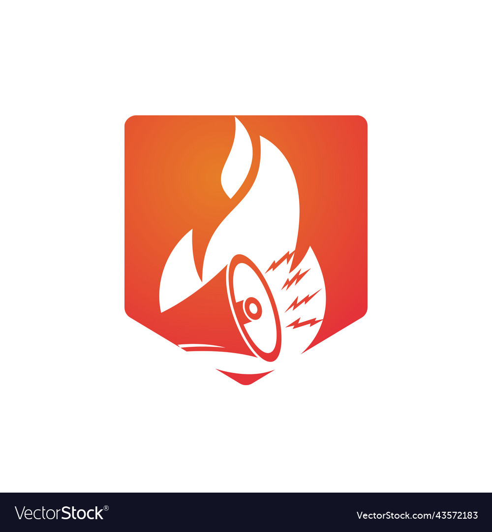 Megaphone fire logo design template Royalty Free Vector