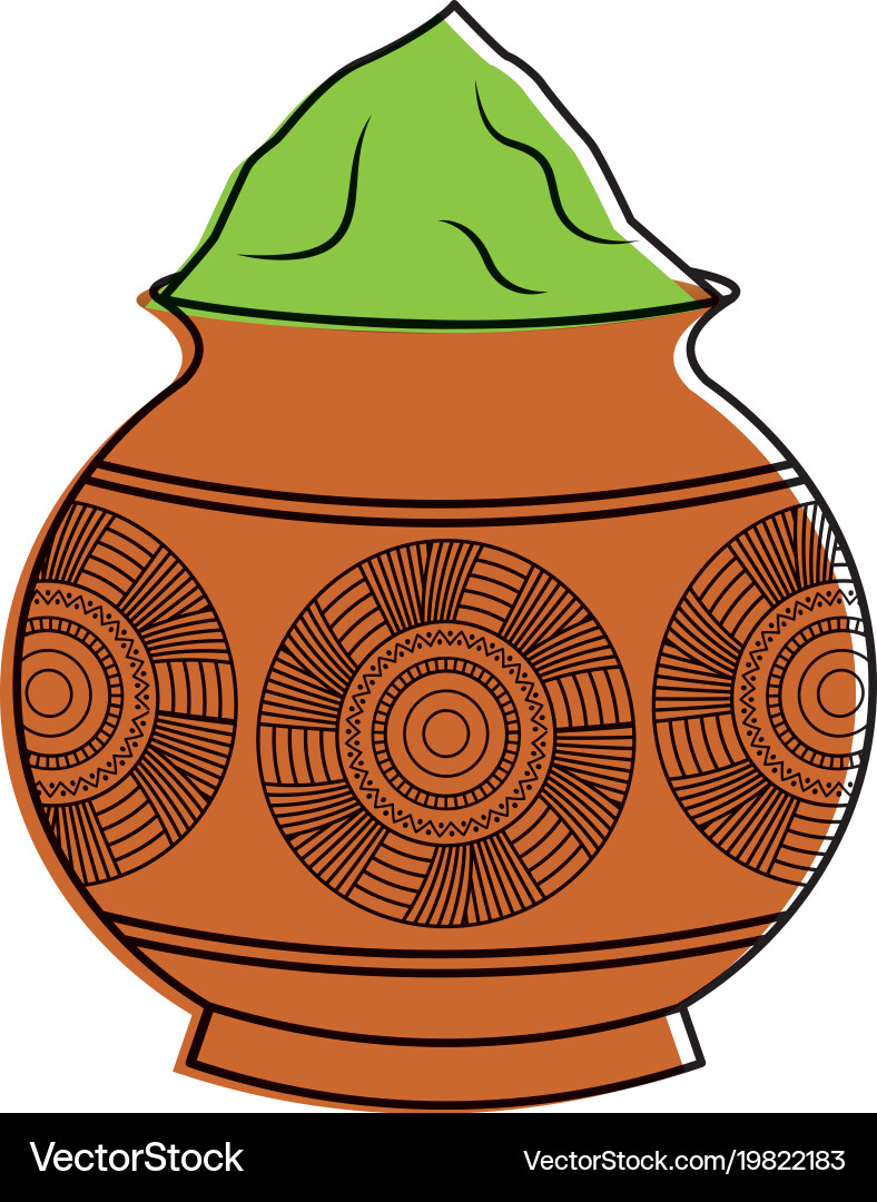 Powder color mud pot and mandala Royalty Free Vector Image