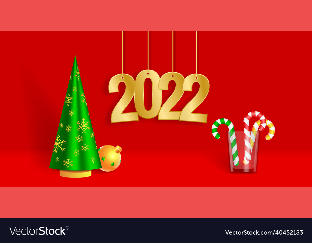 Realistic christmas tree and christmas decor Vector Image
