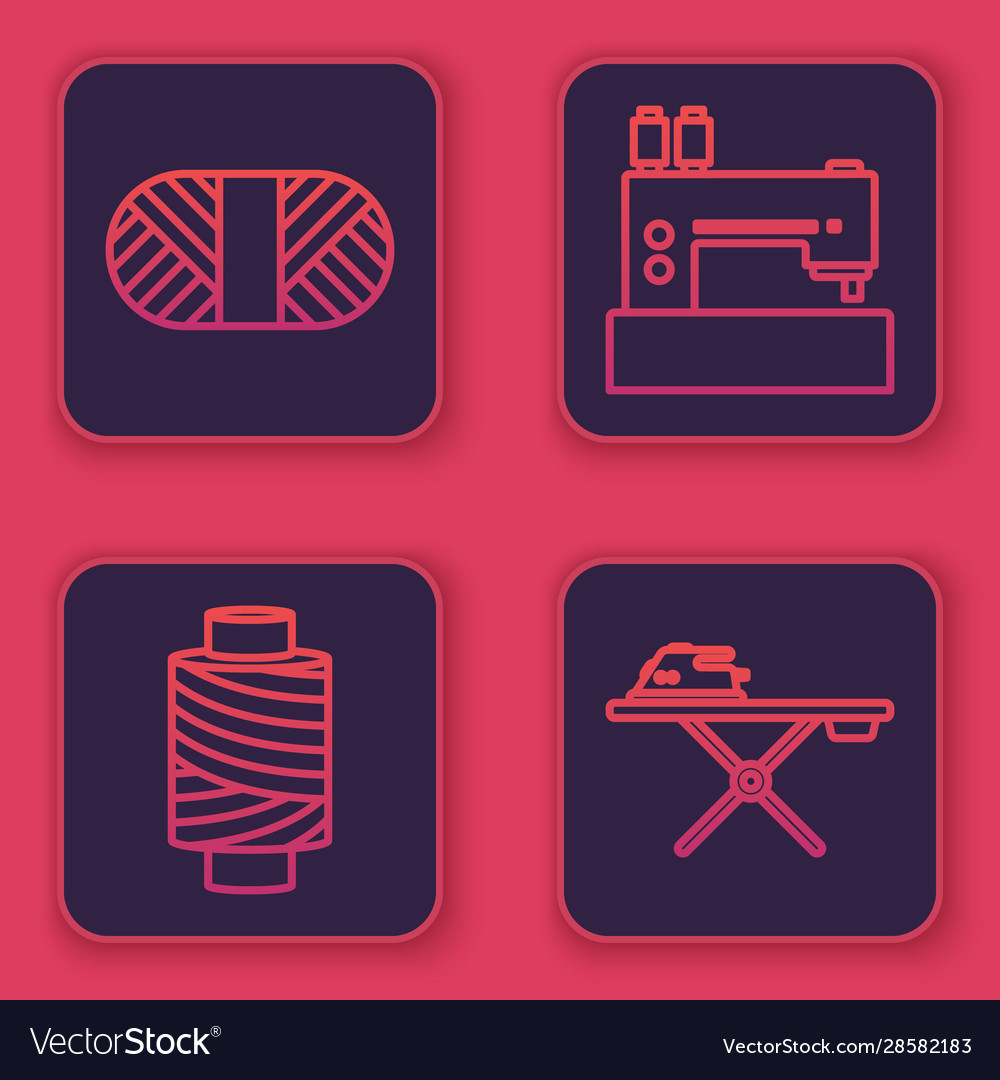 Set line sewing thread on spool sewing thread Vector Image