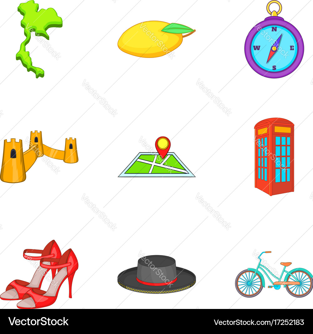 Thing from england icons set cartoon style Vector Image