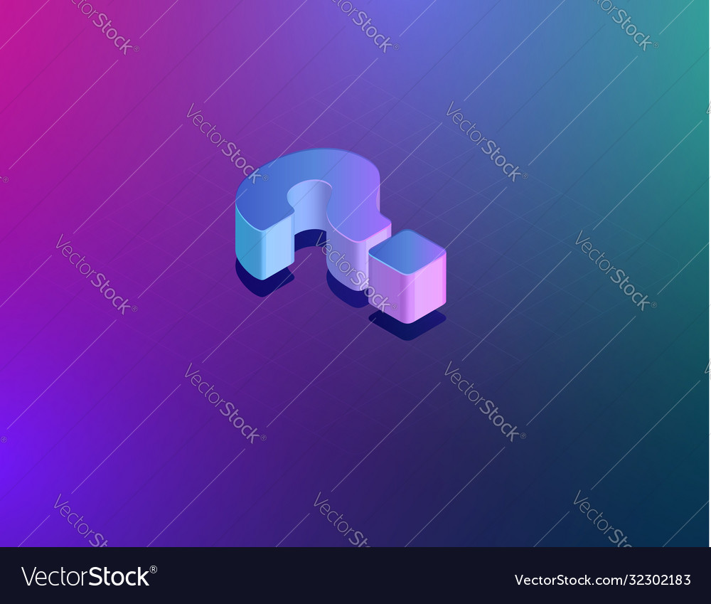 Three dee tech font question mark character Vector Image