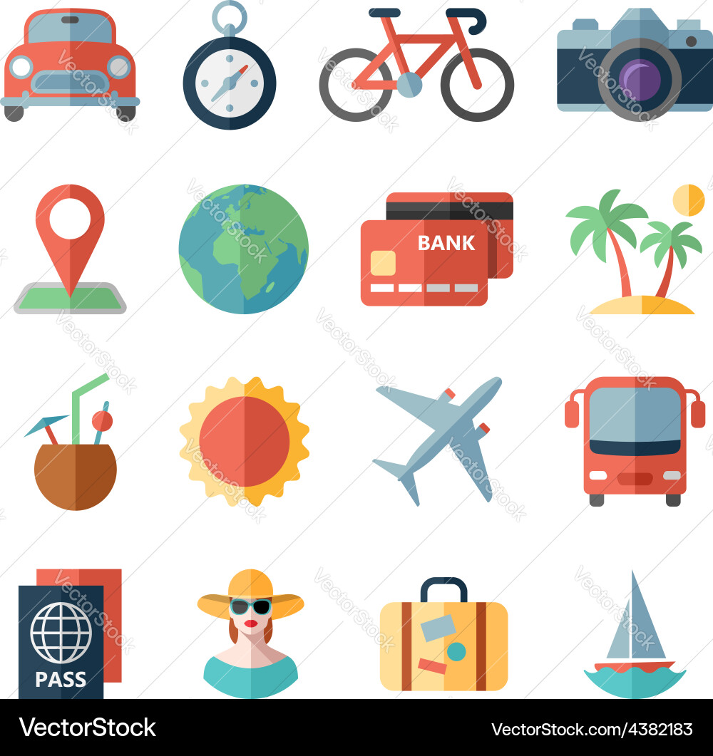 Traveling and transport icons for web mobile app Vector Image