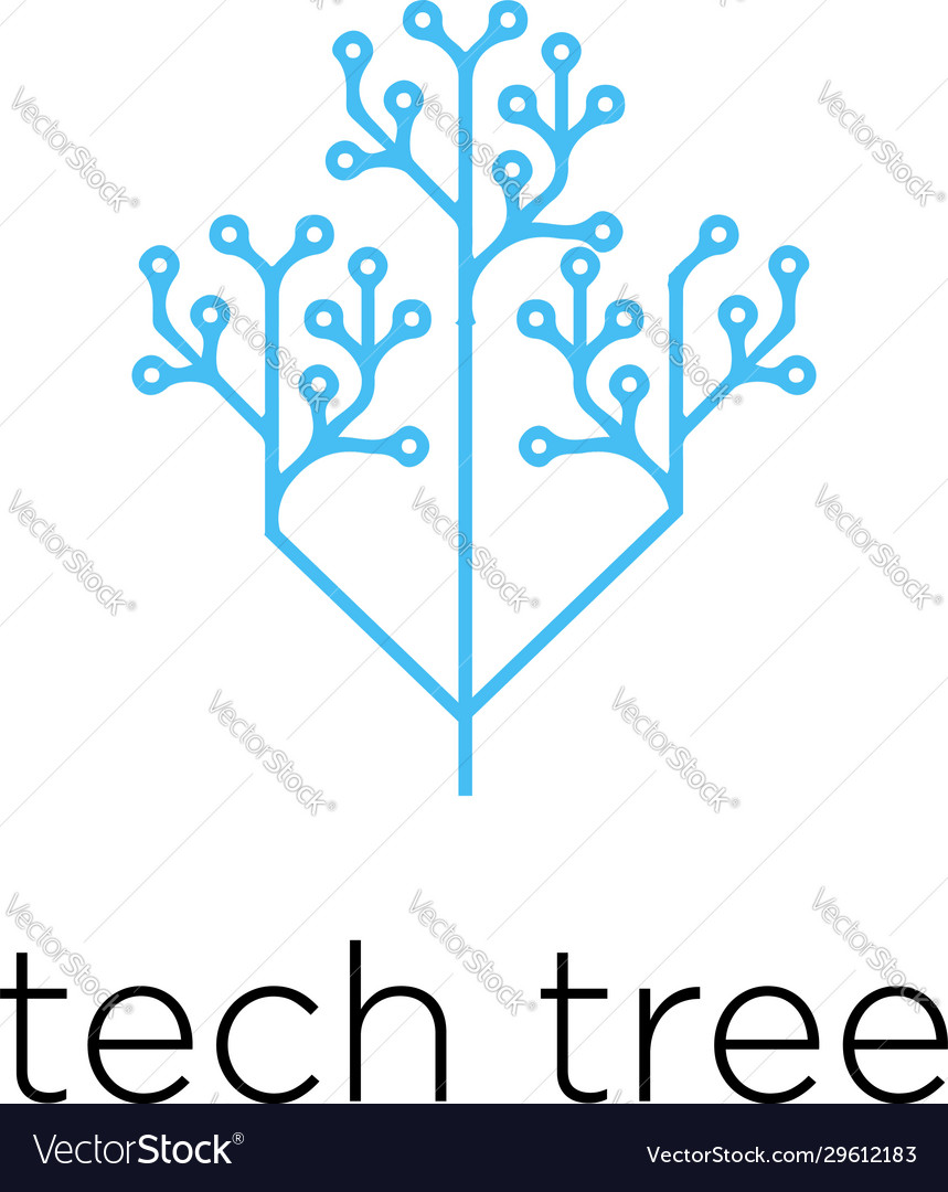 Tree technology logo design Royalty Free Vector Image