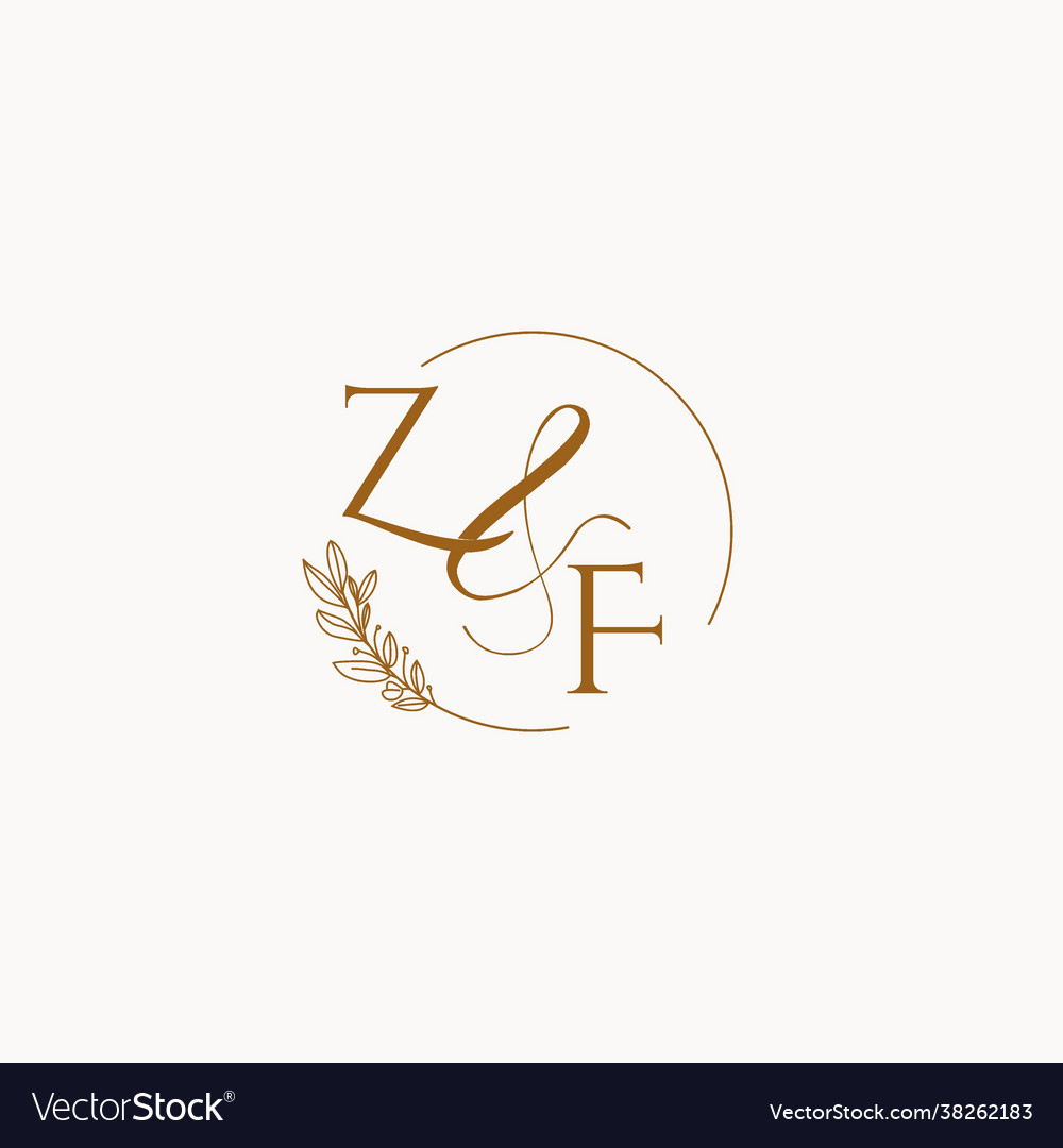 Zf initial wedding monogram logo Royalty Free Vector Image