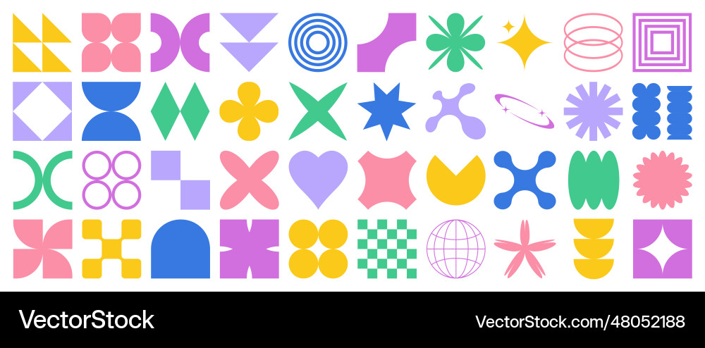Big set of brutalist geometric shapes Royalty Free Vector
