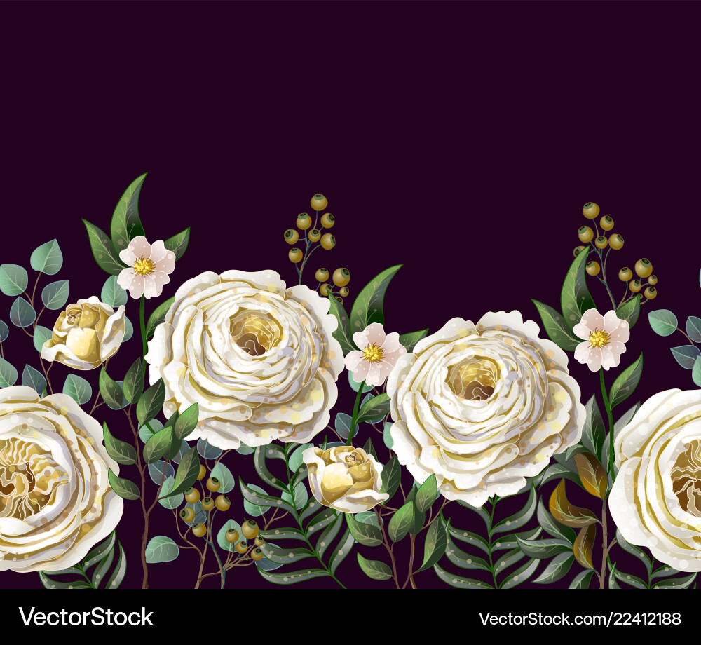 Border with english yellow roses Royalty Free Vector Image