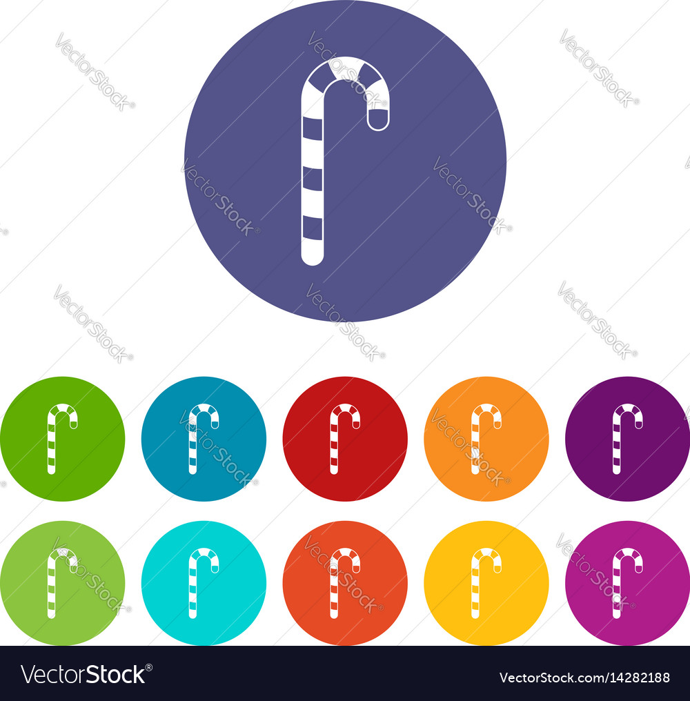 Candy cane icons set flat Royalty Free Vector Image