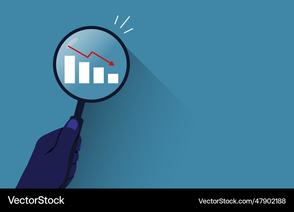 Chart business fall symbol with hand hold Vector Image