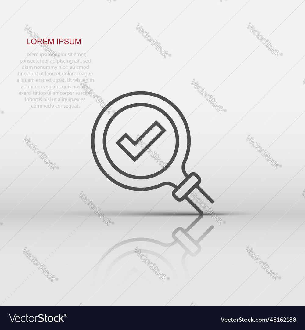 Check mark with magnifying glass icon in flat Vector Image