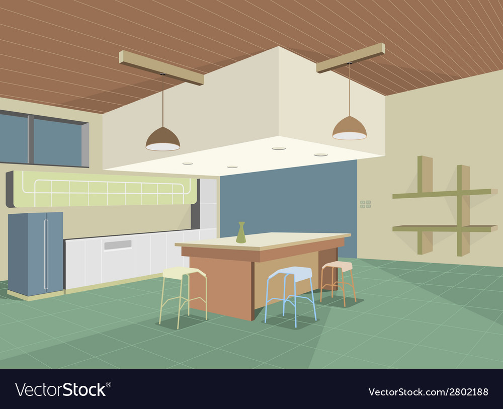 Colorful kitchen layout Royalty Free Vector Image
