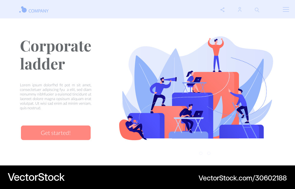 Corporate ladder concept landing page Royalty Free Vector