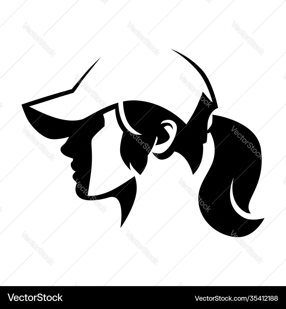 Girl wearing cap symbol on white backdrop Vector Image