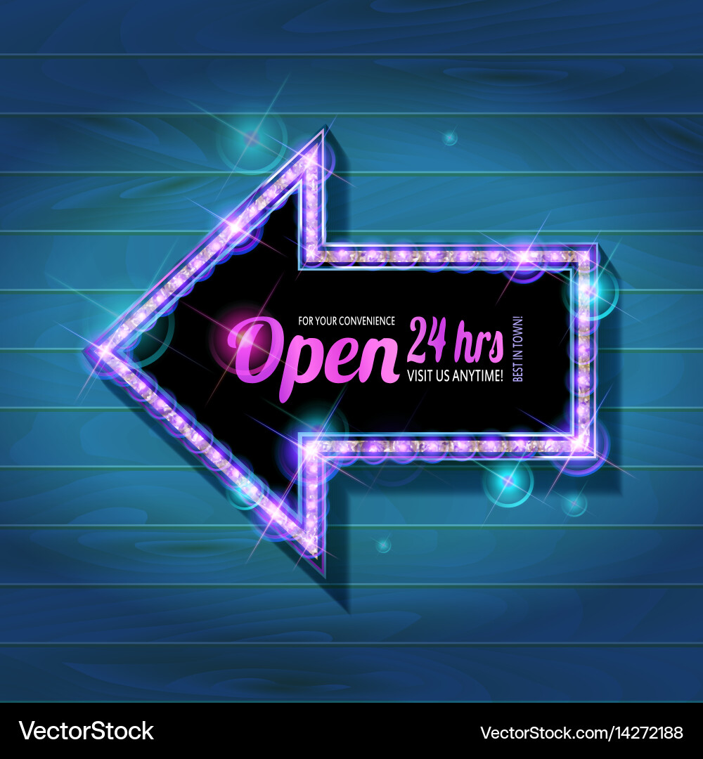 Neon sign set on wooden background Royalty Free Vector Image