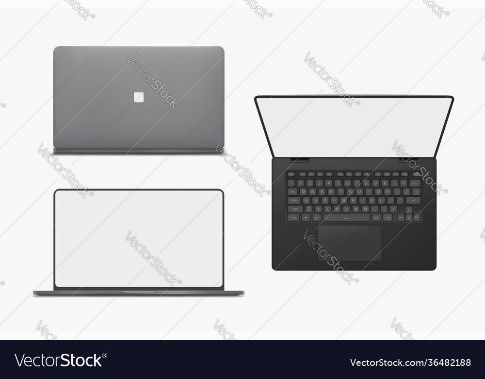 Realistic laptop set isolated on white back Vector Image