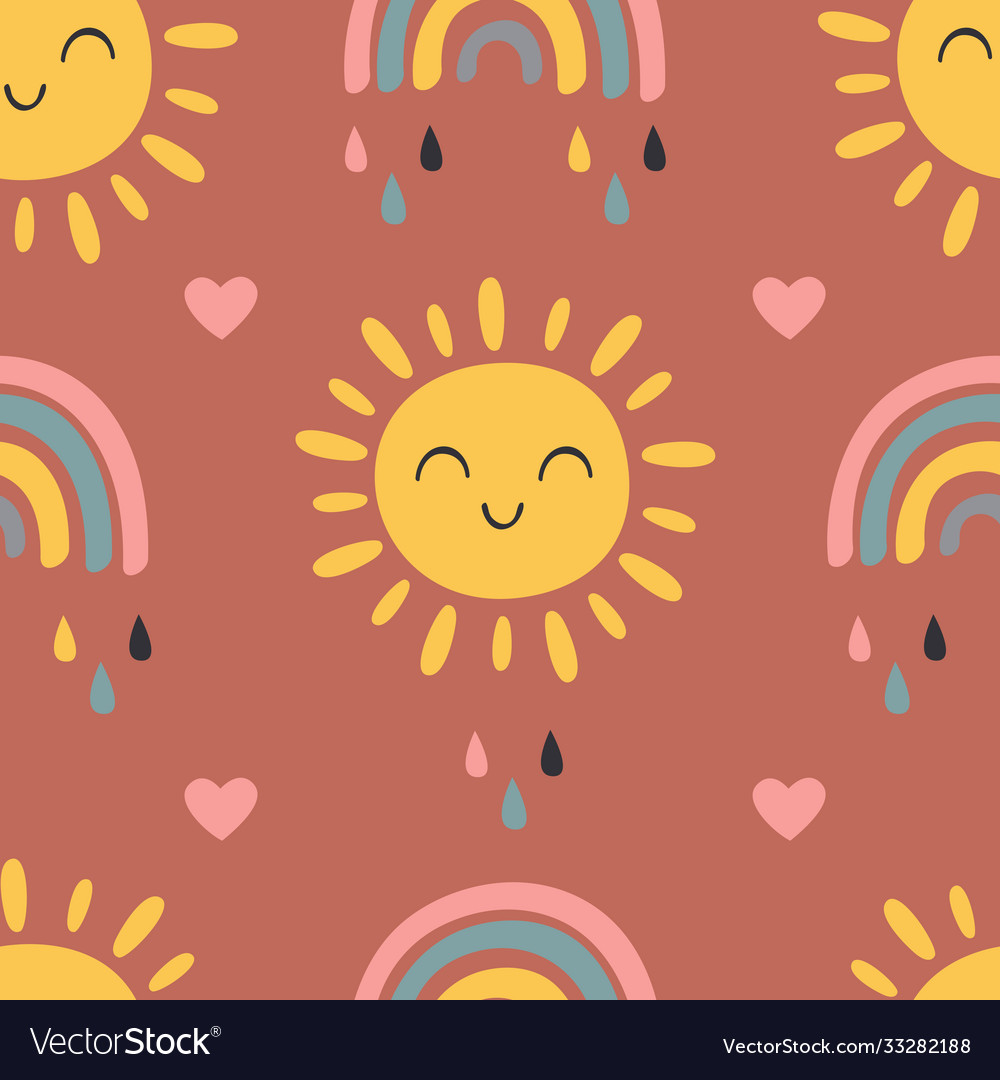 Seamless pattern with basun and rainbow Royalty Free Vector