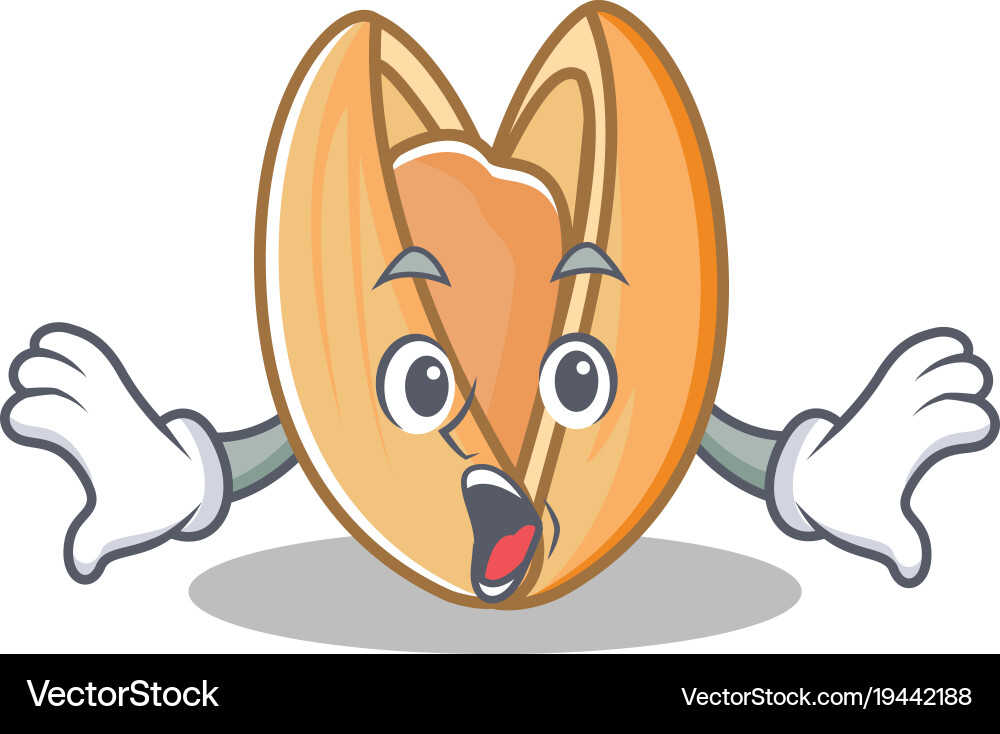 Surprised pistachio nut mascot cartoon Royalty Free Vector