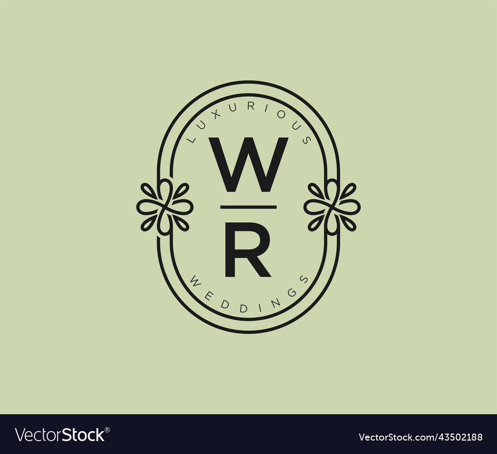 Wr initials letter wedding monogram logos Vector Image