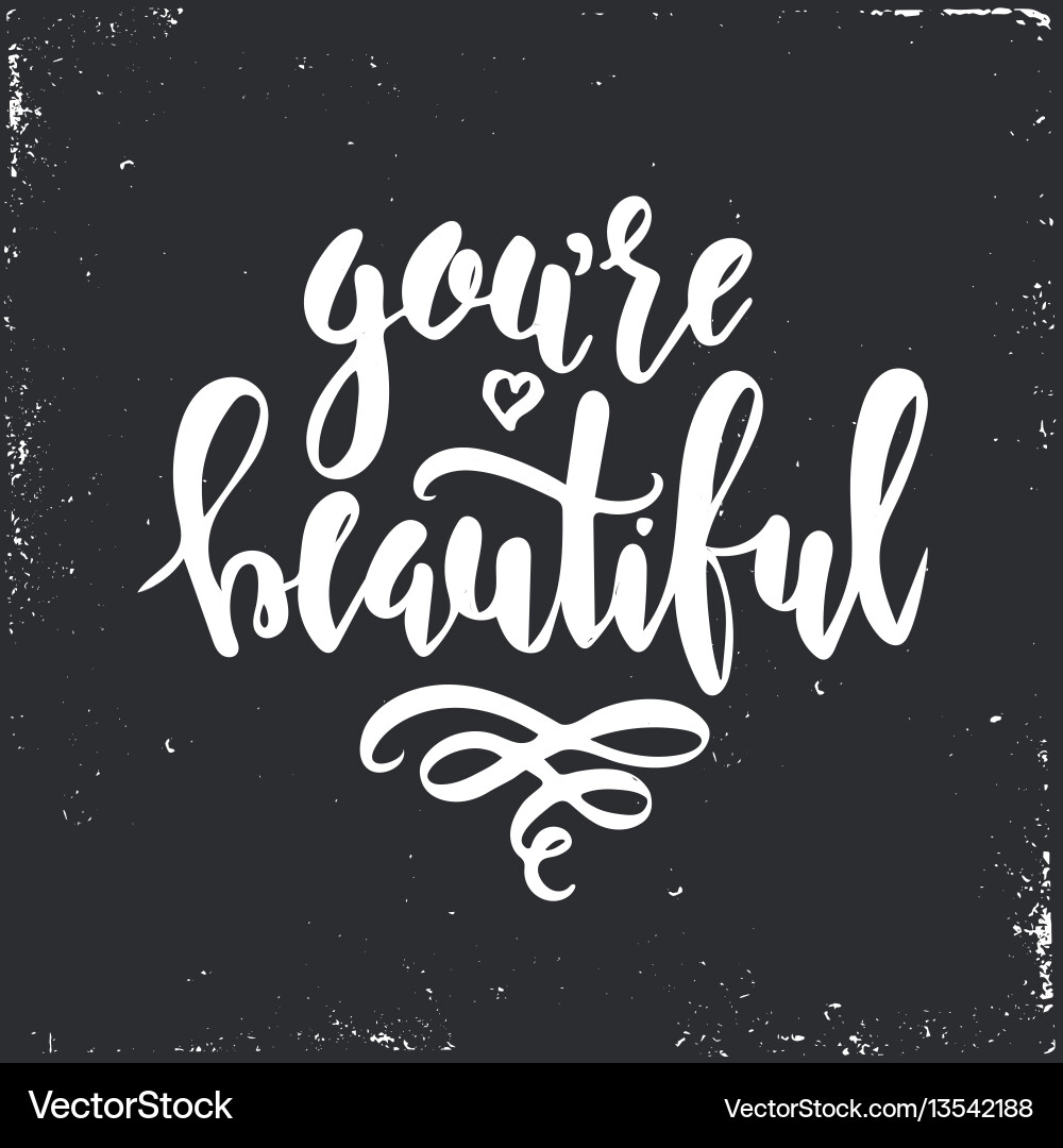 You are beautiful inspirational hand drawn Vector Image