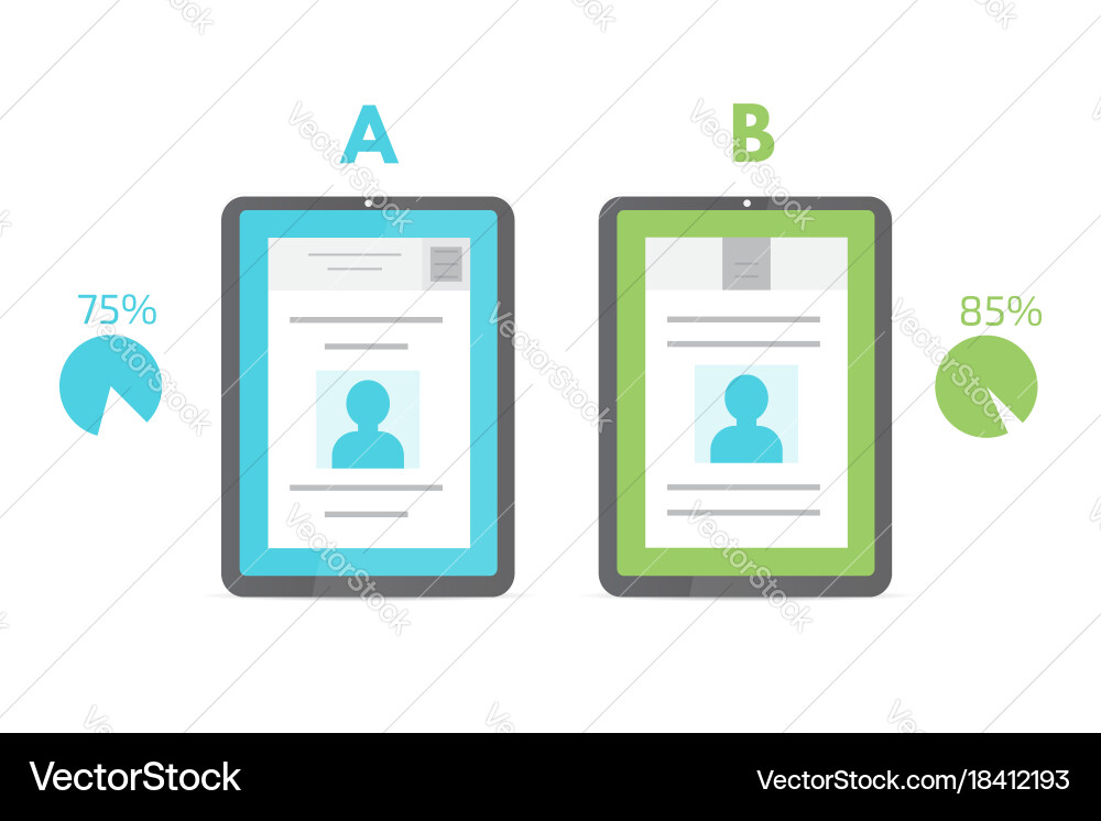 A-b comparison split testing concept Royalty Free Vector