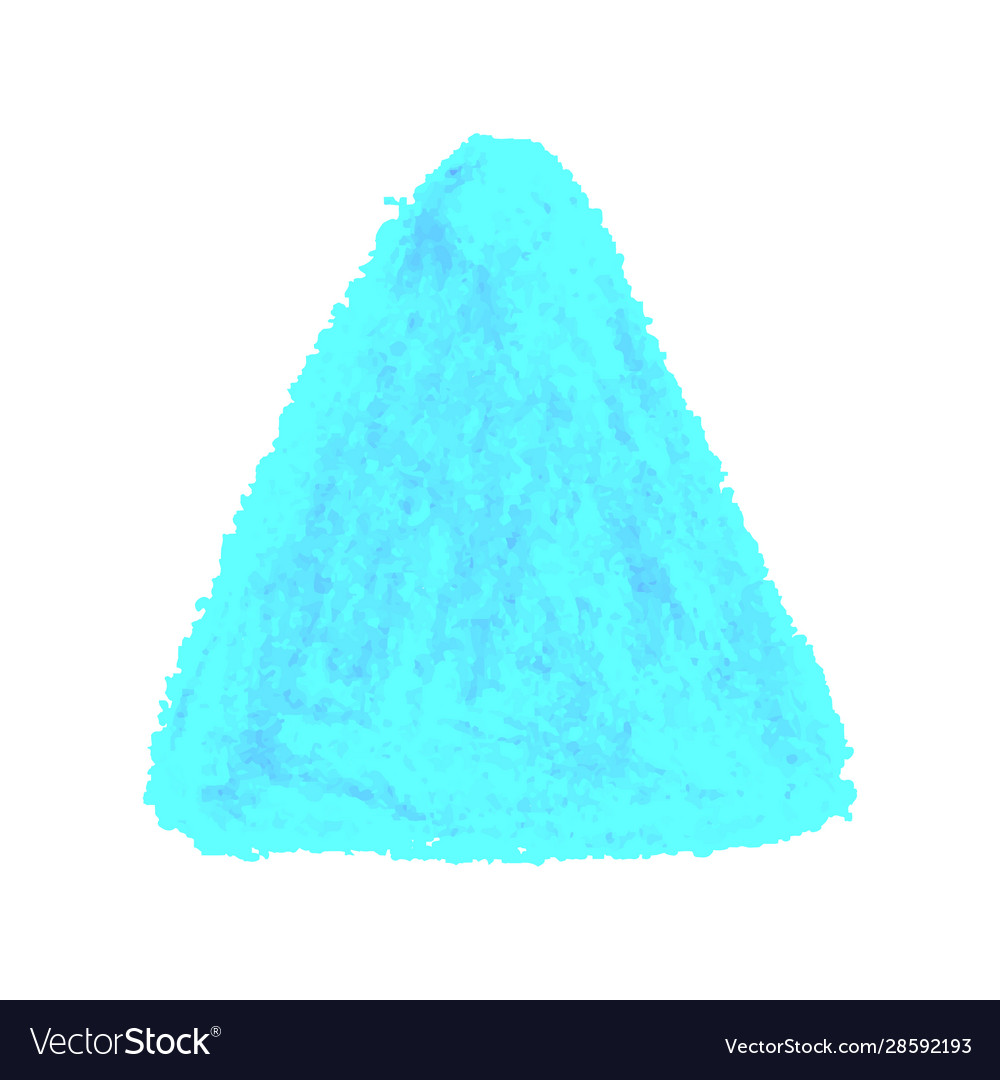 Blue crayon scribble texture stain triangle shape Vector Image